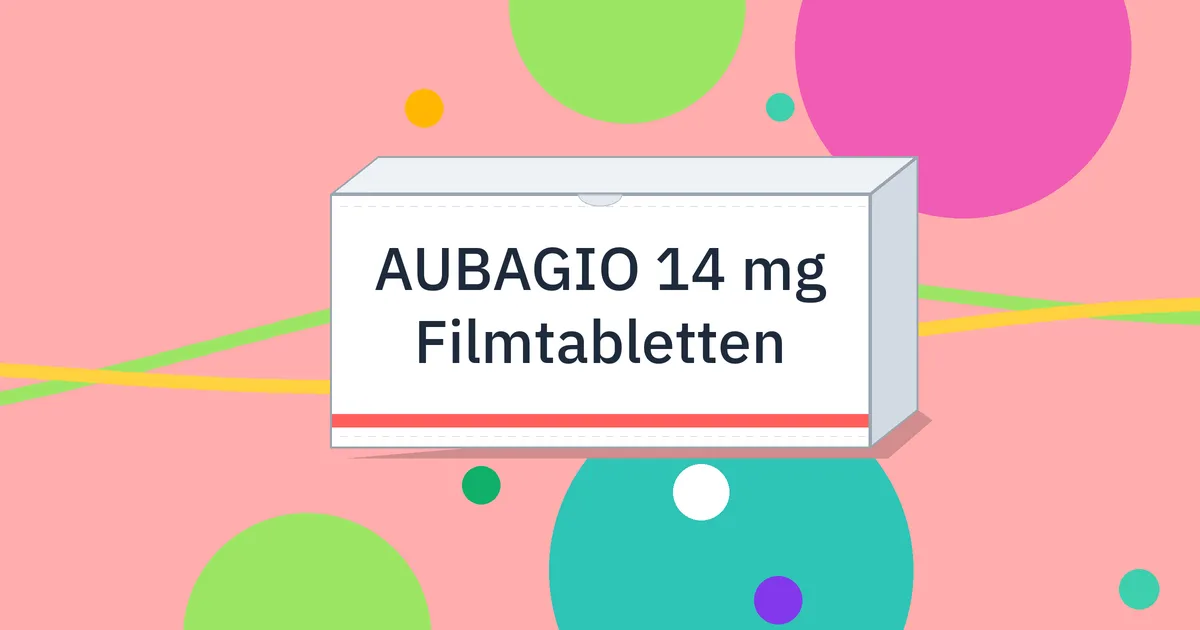 Symbolbild: Packung mit der Aufschrift AUBAGIO 14 mg Filmtabletten (PZN 19132715) – Verfügbarkeit und Bezug in Apotheken in Frankfurt am Main