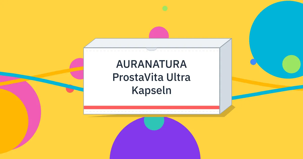 Symbolbild: Packung mit der Aufschrift AURANATURA ProstaVita Ultra Kapseln (PZN 17304129) – Verfügbarkeit und Bezug in Apotheken in Frankfurt am Main