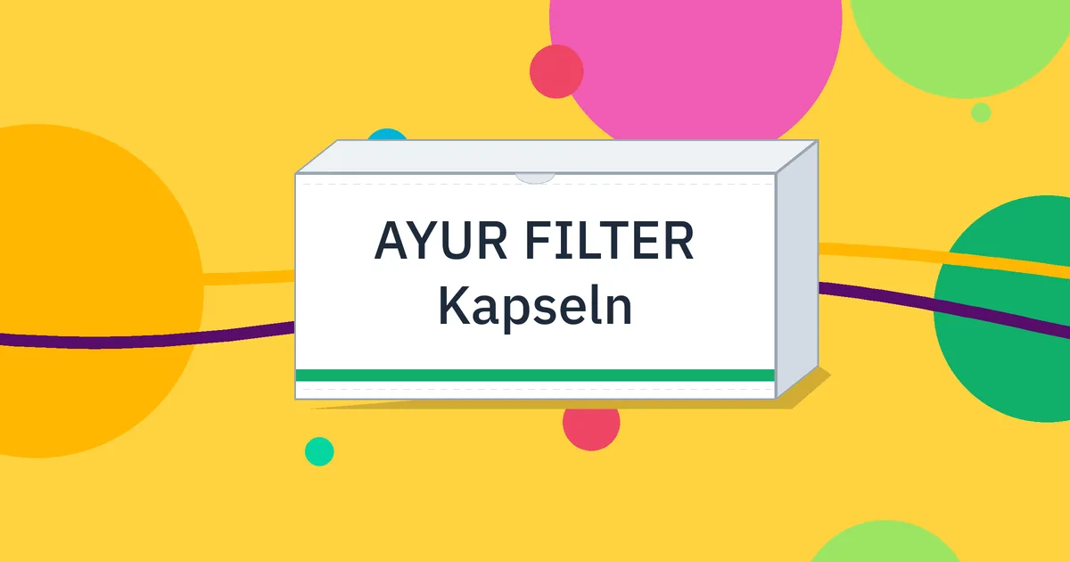 Symbolbild: Packung mit der Aufschrift AYUR FILTER Kapseln (PZN 00008390) – Verfügbarkeit und Bezug in Apotheken in Frankfurt am Main