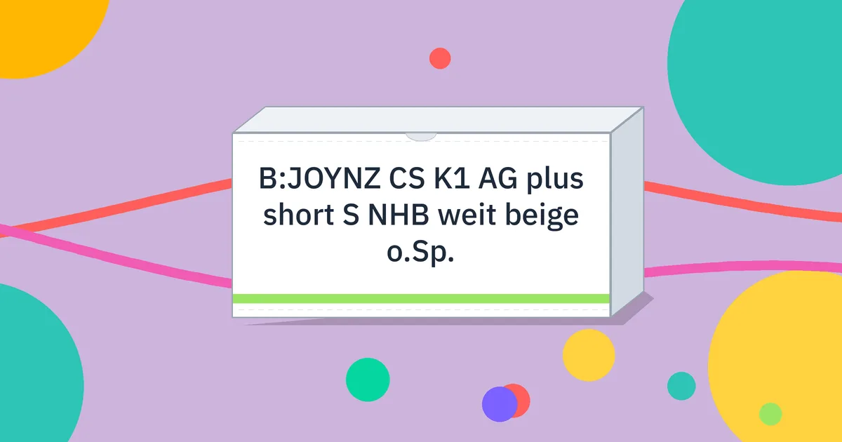 Symbolbild: Packung mit der Aufschrift B:JOYNZ CS K1 AG plus short S NHB weit beige o.Sp. (PZN 20535973) – Verfügbarkeit und Bezug in Apotheken in Frankfurt am Main