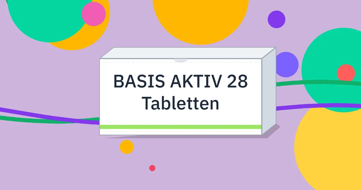 Symbolbild: Packung mit der Aufschrift BASIS AKTIV 28 Tabletten (PZN 10389039) – Verfügbarkeit und Bezug in Apotheken in Frankfurt am Main