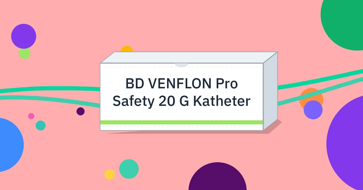 Symbolbild: Packung mit der Aufschrift BD VENFLON Pro Safety 20 G Katheter (PZN 13156910) – Verfügbarkeit und Bezug in Apotheken in Frankfurt am Main