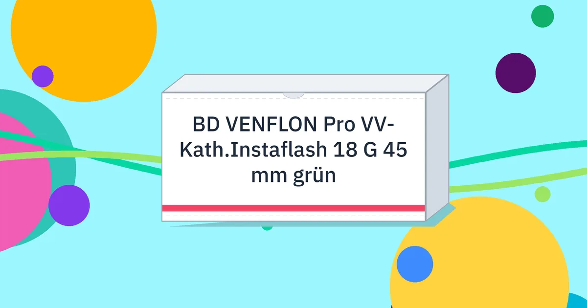 Symbolbild: Packung mit der Aufschrift BD VENFLON Pro VV-Kath.Instaflash 18 G 45 mm grün (PZN 20273473) – Verfügbarkeit und Bezug in Apotheken in Frankfurt am Main