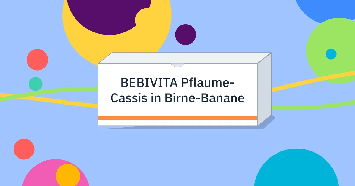 Symbolbild: Packung mit der Aufschrift BEBIVITA Pflaume-Cassis in Birne-Banane (PZN 14339340) – Verfügbarkeit und Bezug in Apotheken in Frankfurt am Main