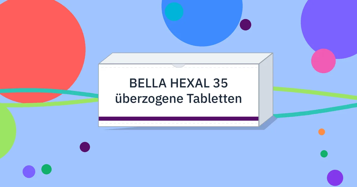 Symbolbild: Packung mit der Aufschrift BELLA HEXAL 35 überzogene Tabletten (PZN 03393810) – Verfügbarkeit und Bezug in Apotheken in Frankfurt am Main