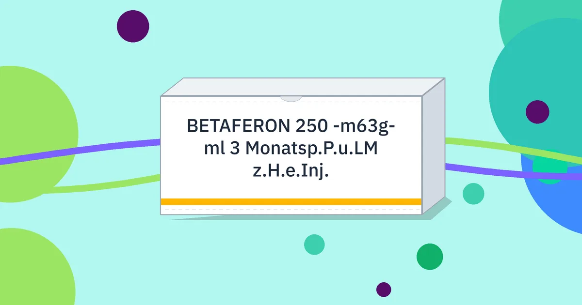 Symbolbild: Packung mit der Aufschrift BETAFERON 250 -m63g-ml 3 Monatsp.P.u.LM z.H.e.Inj. (PZN 06142480) – Verfügbarkeit und Bezug in Apotheken in Frankfurt am Main