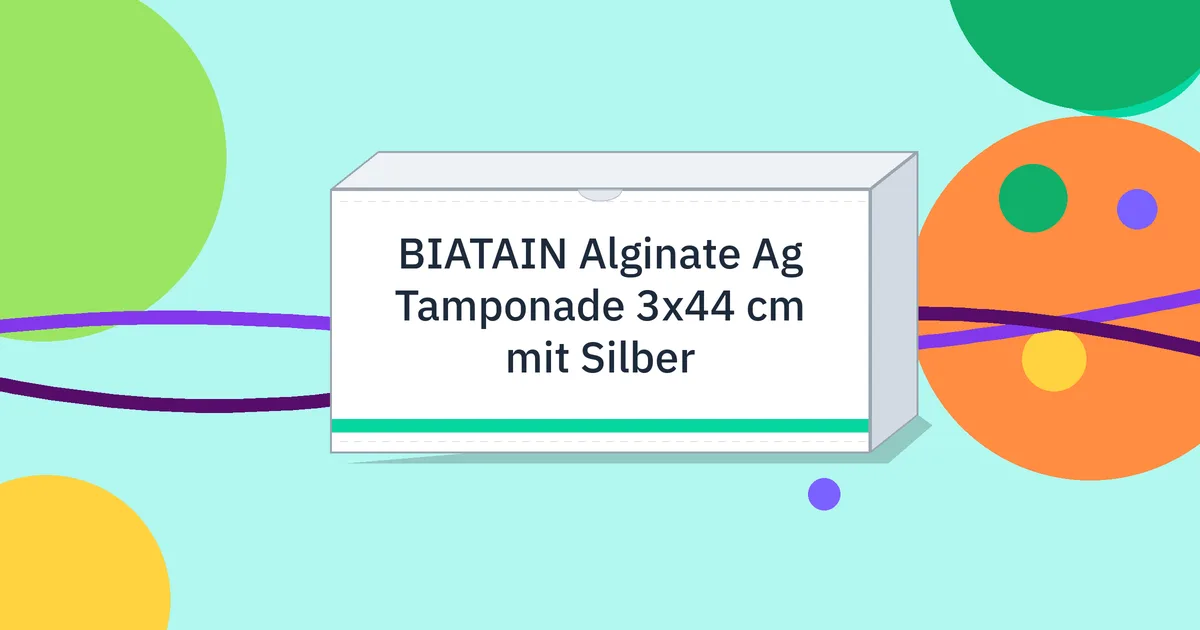 Symbolbild: Packung mit der Aufschrift BIATAIN Alginate Ag Tamponade 3x44 cm mit Silber (PZN 14278584) – Verfügbarkeit und Bezug in Apotheken in Frankfurt am Main