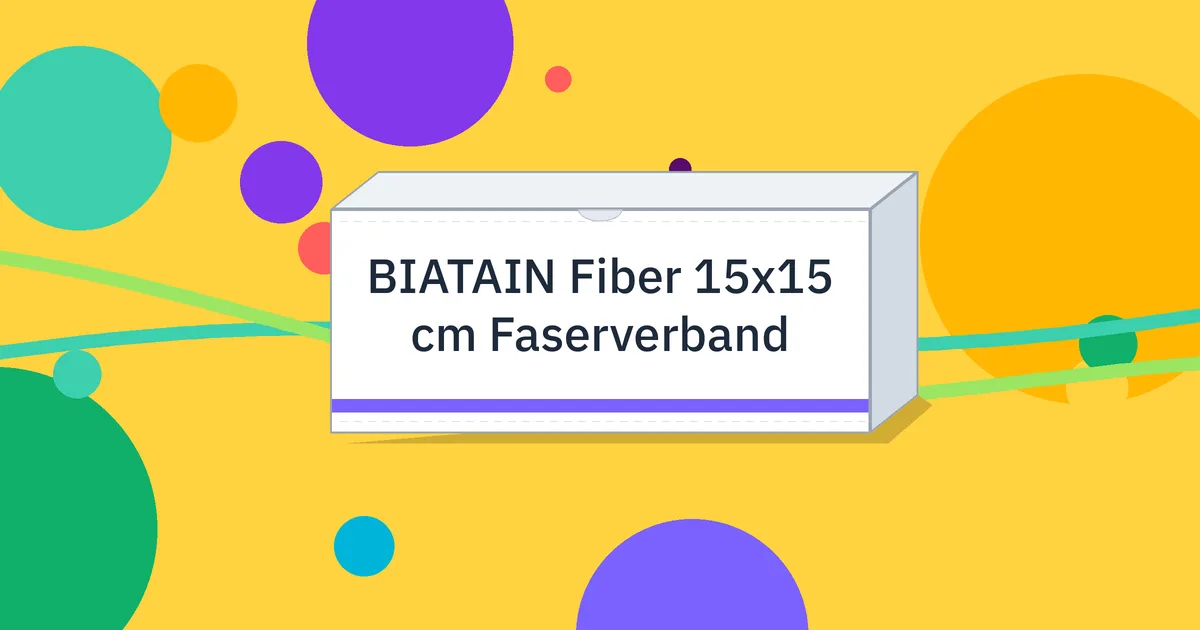 Symbolbild: Packung mit der Aufschrift BIATAIN Fiber 15x15 cm Faserverband (PZN 20597112) – Verfügbarkeit und Bezug in Apotheken in Frankfurt am Main