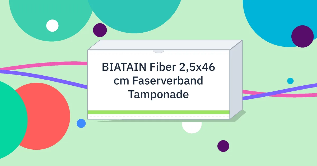 Symbolbild: Packung mit der Aufschrift BIATAIN Fiber 2,5x46 cm Faserverband Tamponade (PZN 20597141) – Verfügbarkeit und Bezug in Apotheken in Frankfurt am Main