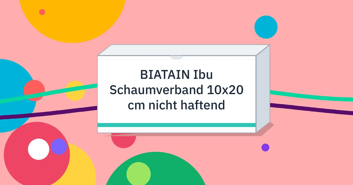 Symbolbild: Packung mit der Aufschrift BIATAIN Ibu Schaumverband 10x20 cm nicht haftend (PZN 18123157) – Verfügbarkeit und Bezug in Apotheken in Frankfurt am Main