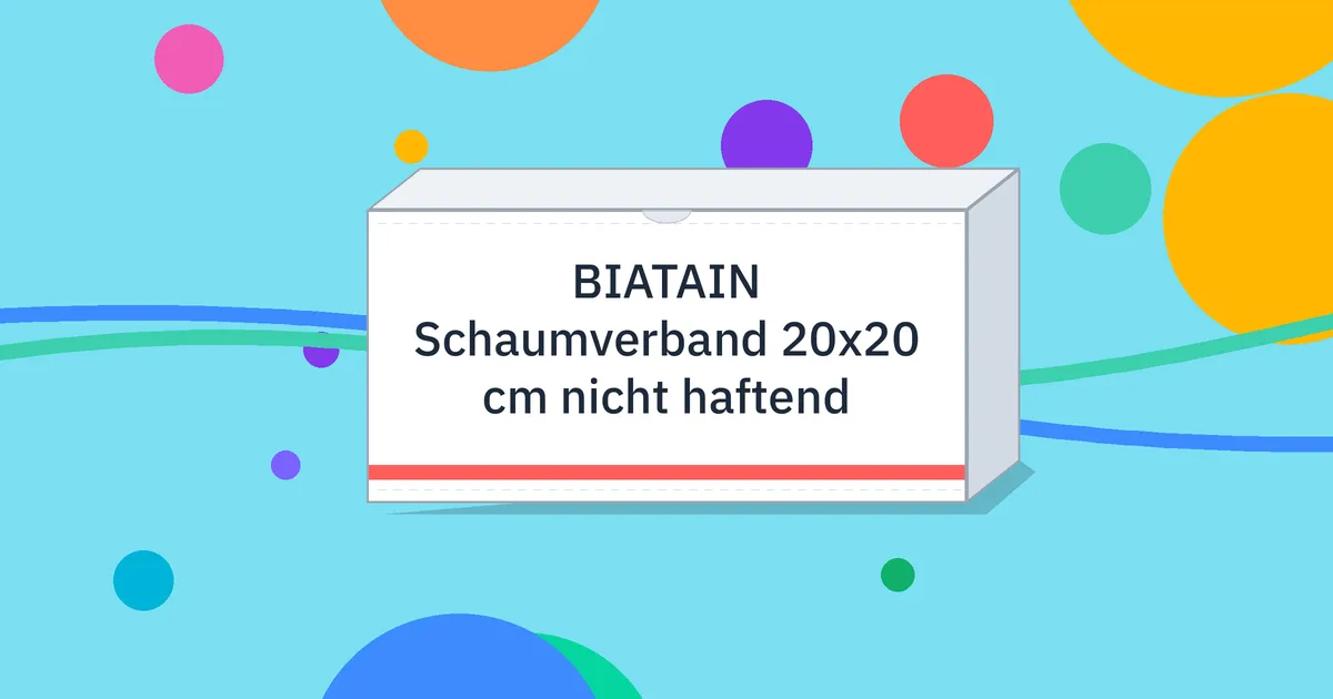 Symbolbild: Packung mit der Aufschrift BIATAIN Schaumverband 20x20 cm nicht haftend (PZN 19969063) – Verfügbarkeit und Bezug in Apotheken in Frankfurt am Main