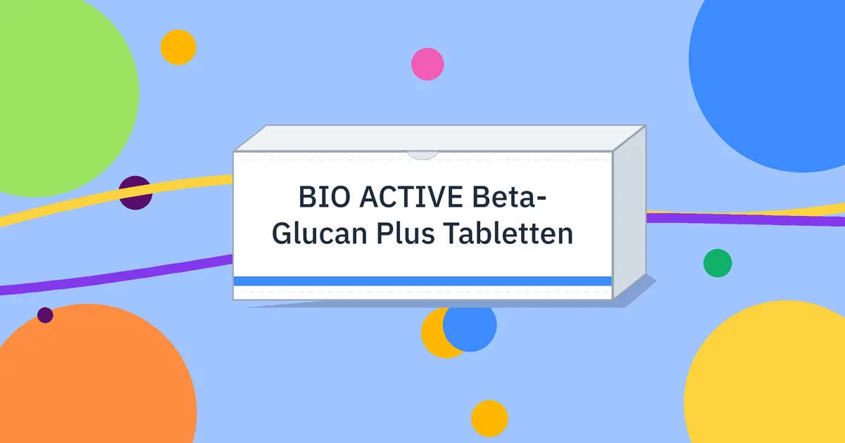 Symbolbild: Packung mit der Aufschrift BIO ACTIVE Beta-Glucan Plus Tabletten (PZN 19152675) – Verfügbarkeit und Bezug in Apotheken in Frankfurt am Main