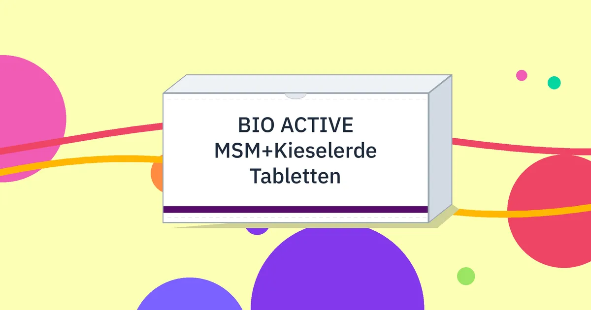 Symbolbild: Packung mit der Aufschrift BIO ACTIVE MSM+Kieselerde Tabletten (PZN 18604112) – Verfügbarkeit und Bezug in Apotheken in Frankfurt am Main