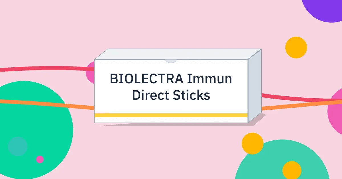 Symbolbild: Packung mit der Aufschrift BIOLECTRA Immun Direct Sticks (PZN 00427796) – Verfügbarkeit und Bezug in Apotheken in Frankfurt am Main