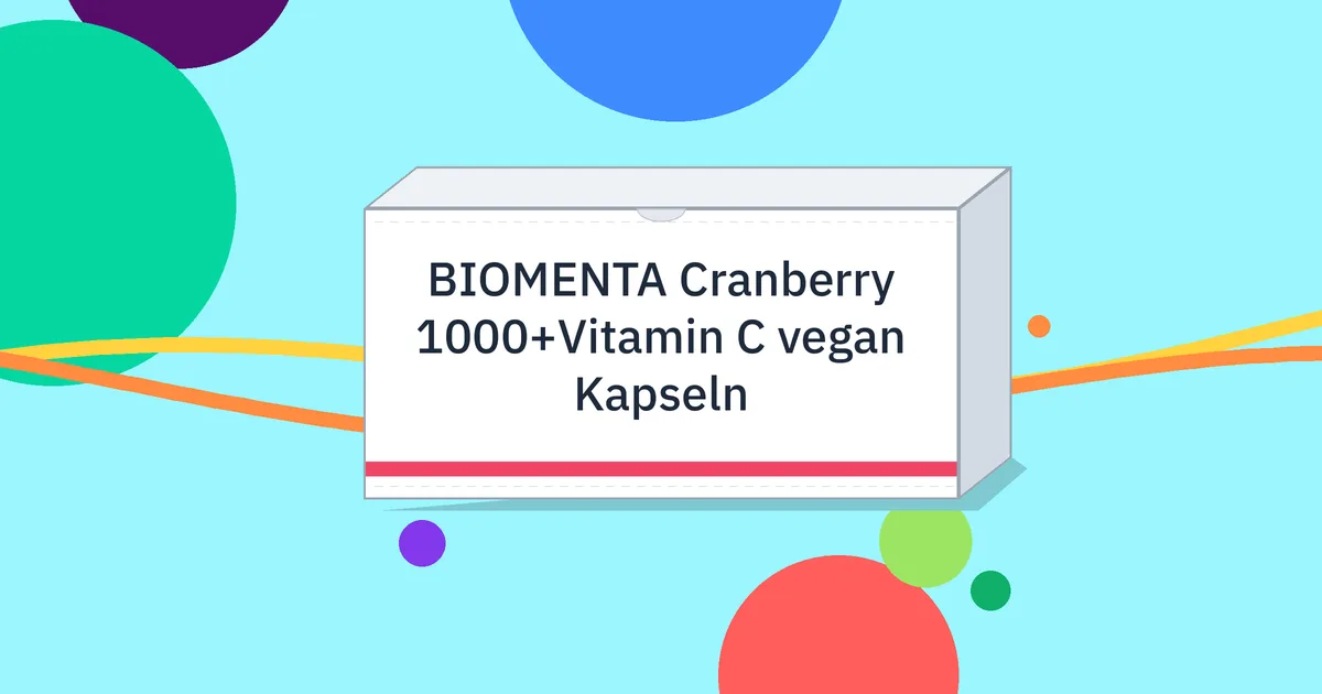 Symbolbild: Packung mit der Aufschrift BIOMENTA Cranberry 1000+Vitamin C vegan Kapseln (PZN 13887654) – Verfügbarkeit und Bezug in Apotheken in Frankfurt am Main
