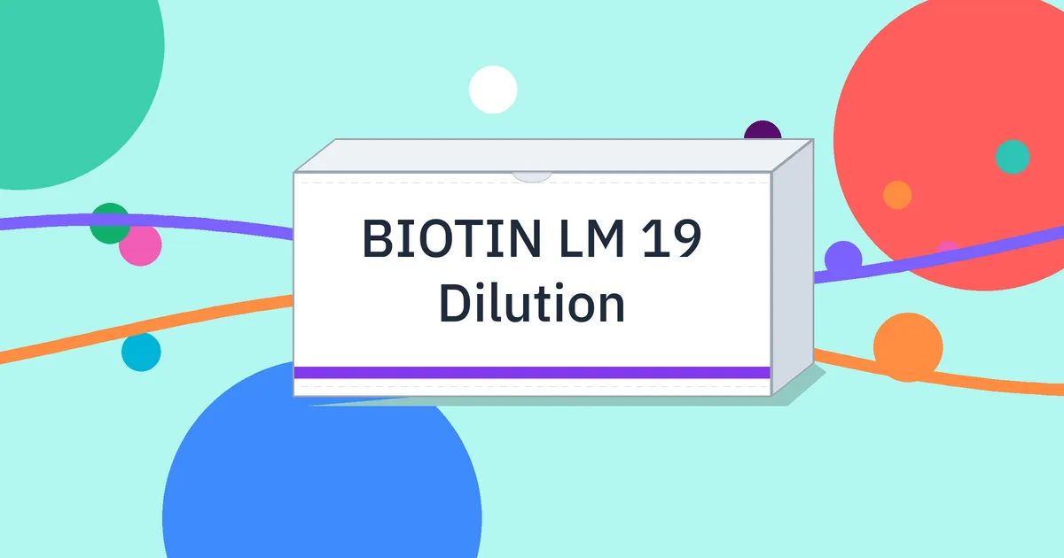 Symbolbild: Packung mit der Aufschrift BIOTIN LM 19 Dilution (PZN 12794353) – Verfügbarkeit und Bezug in Apotheken in Frankfurt am Main