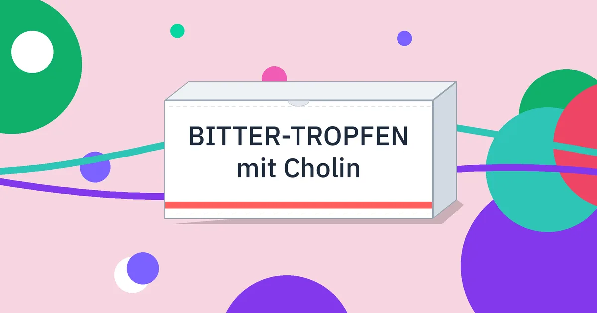 Symbolbild: Packung mit der Aufschrift BITTER-TROPFEN mit Cholin (PZN 20043951) – Verfügbarkeit und Bezug in Apotheken in Frankfurt am Main