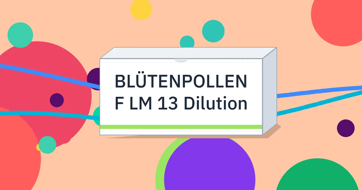 Symbolbild: Packung mit der Aufschrift BLÜTENPOLLEN F LM 13 Dilution (PZN 13389465) – Verfügbarkeit und Bezug in Apotheken in Frankfurt am Main