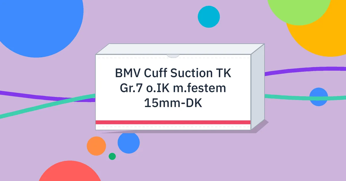 Symbolbild: Packung mit der Aufschrift BMV Cuff Suction TK Gr.7 o.IK m.festem 15mm-DK (PZN 18848676) – Verfügbarkeit und Bezug in Apotheken in Frankfurt am Main