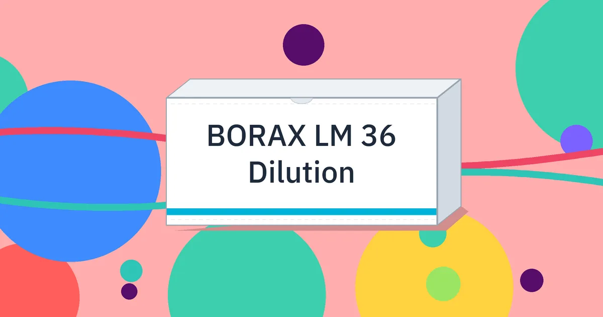 Symbolbild: Packung mit der Aufschrift BORAX LM 36 Dilution (PZN 12796352) – Verfügbarkeit und Bezug in Apotheken in Frankfurt am Main