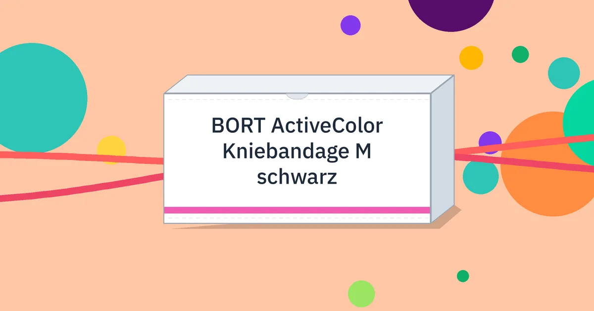 Symbolbild: Packung mit der Aufschrift BORT ActiveColor Kniebandage M schwarz (PZN 06914675) – Verfügbarkeit und Bezug in Apotheken in Frankfurt am Main