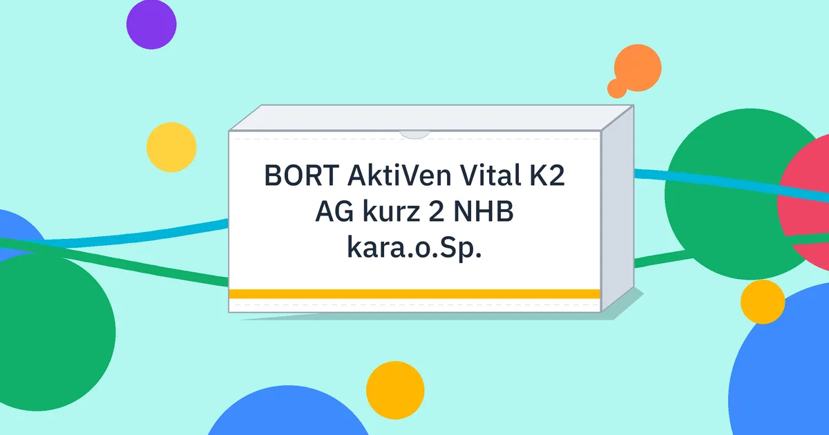 Symbolbild: Packung mit der Aufschrift BORT AktiVen Vital K2 AG kurz 2 NHB kara.o.Sp. (PZN 12384023) – Verfügbarkeit und Bezug in Apotheken in Frankfurt am Main