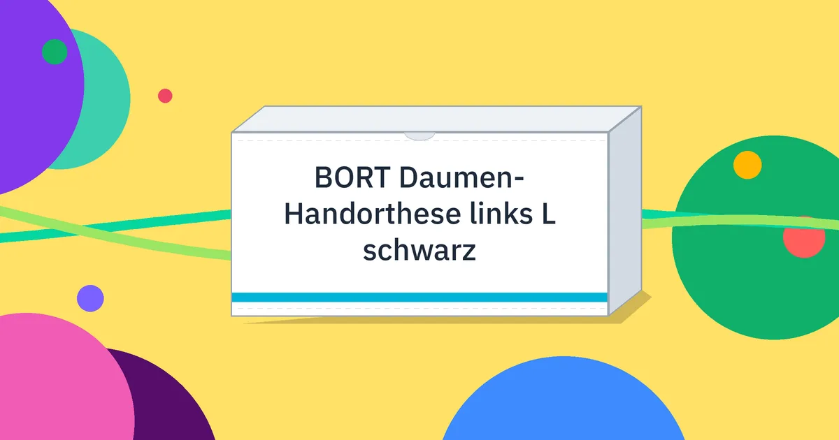 Symbolbild: Packung mit der Aufschrift BORT Daumen-Handorthese links L schwarz (PZN 04671369) – Verfügbarkeit und Bezug in Apotheken in Frankfurt am Main