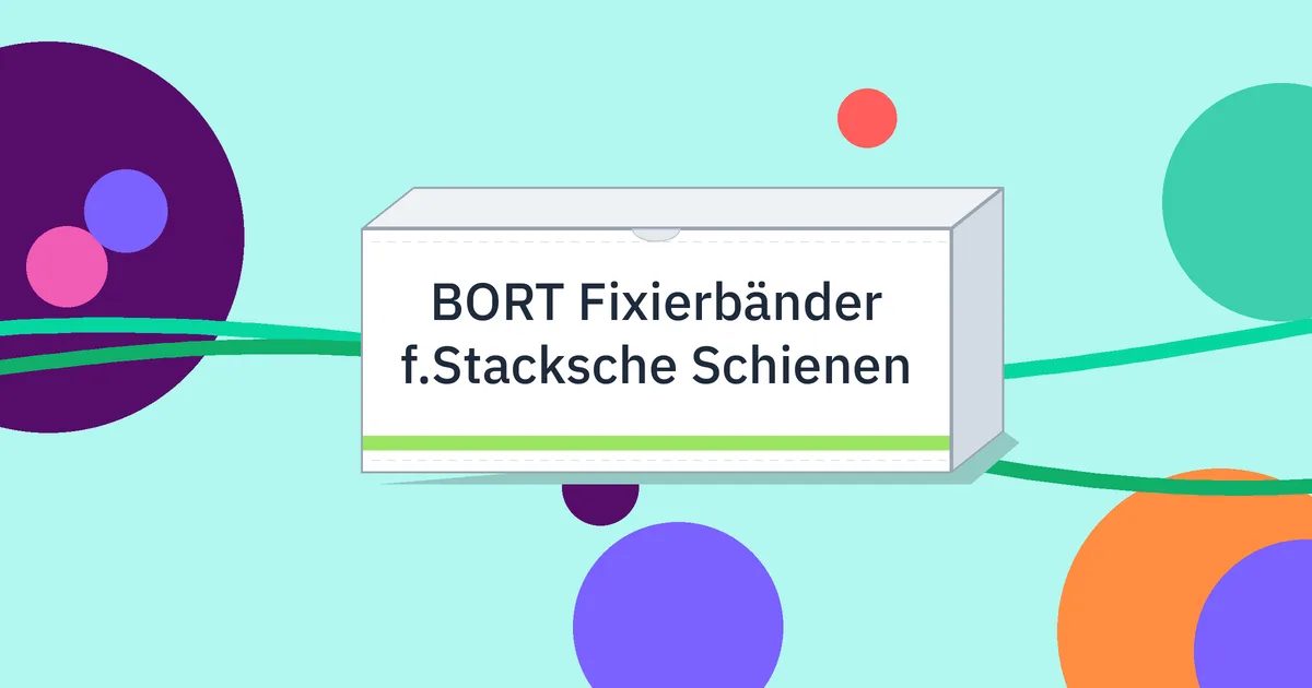 Symbolbild: Packung mit der Aufschrift BORT Fixierbänder f.Stacksche Schienen (PZN 03191288) – Verfügbarkeit und Bezug in Apotheken in Frankfurt am Main