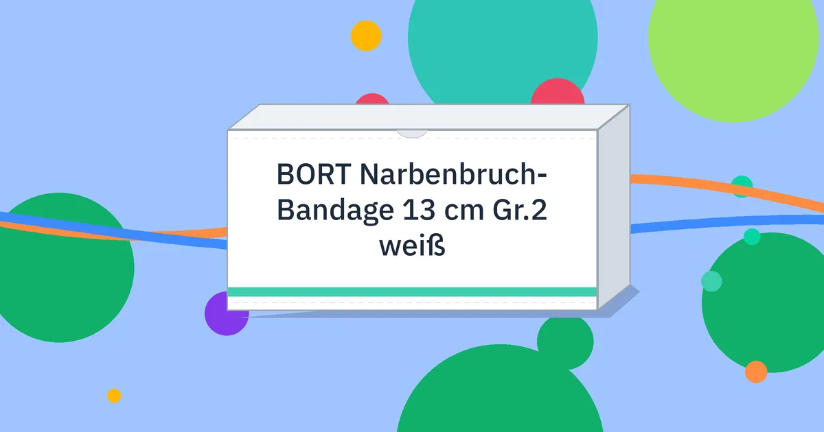 Symbolbild: Packung mit der Aufschrift BORT Narbenbruch-Bandage 13 cm Gr.2 weiß (PZN 09460915) – Verfügbarkeit und Bezug in Apotheken in Frankfurt am Main