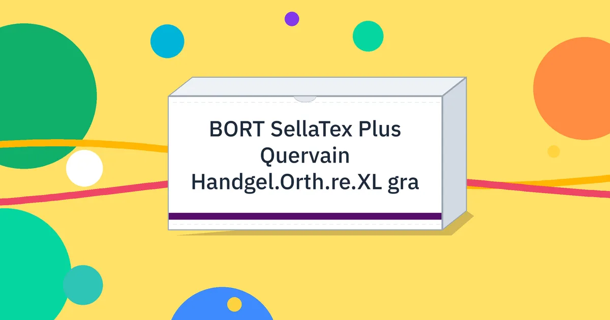 Symbolbild: Packung mit der Aufschrift BORT SellaTex Plus Quervain Handgel.Orth.re.XL gra (PZN 19635008) – Verfügbarkeit und Bezug in Apotheken in Frankfurt am Main