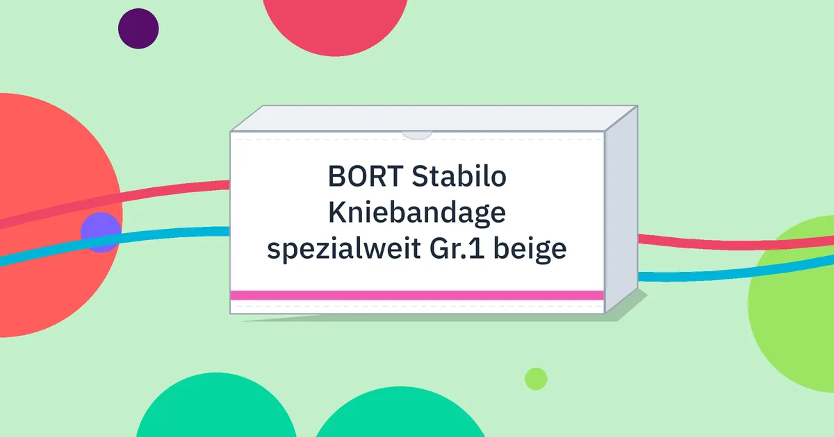 Symbolbild: Packung mit der Aufschrift BORT Stabilo Kniebandage spezialweit Gr.1 beige (PZN 06084104) – Verfügbarkeit und Bezug in Apotheken in Frankfurt am Main