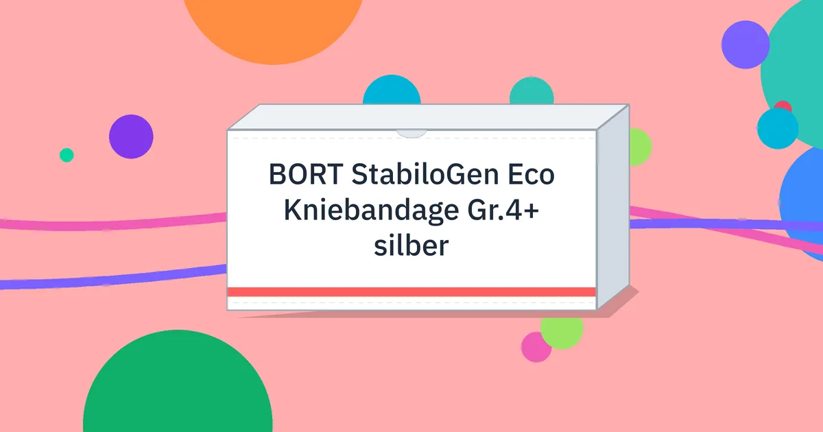 Symbolbild: Packung mit der Aufschrift BORT StabiloGen Eco Kniebandage Gr.4+ silber (PZN 16845308) – Verfügbarkeit und Bezug in Apotheken in Frankfurt am Main