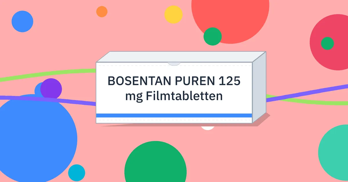 Symbolbild: Packung mit der Aufschrift BOSENTAN PUREN 125 mg Filmtabletten (PZN 15259376) – Verfügbarkeit und Bezug in Apotheken in Frankfurt am Main