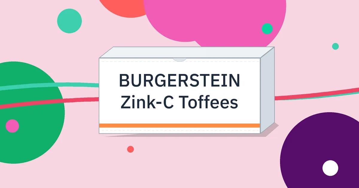 Symbolbild: Packung mit der Aufschrift BURGERSTEIN Zink-C Toffees (PZN 20514379) – Verfügbarkeit und Bezug in Apotheken in Frankfurt am Main