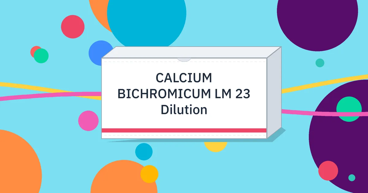 Symbolbild: Packung mit der Aufschrift CALCIUM BICHROMICUM LM 23 Dilution (PZN 13407559) – Verfügbarkeit und Bezug in Apotheken in Frankfurt am Main