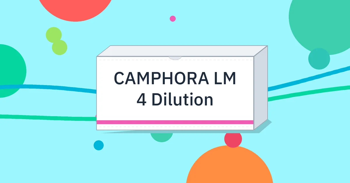 Symbolbild: Packung mit der Aufschrift CAMPHORA LM 4 Dilution (PZN 12807682) – Verfügbarkeit und Bezug in Apotheken in Frankfurt am Main
