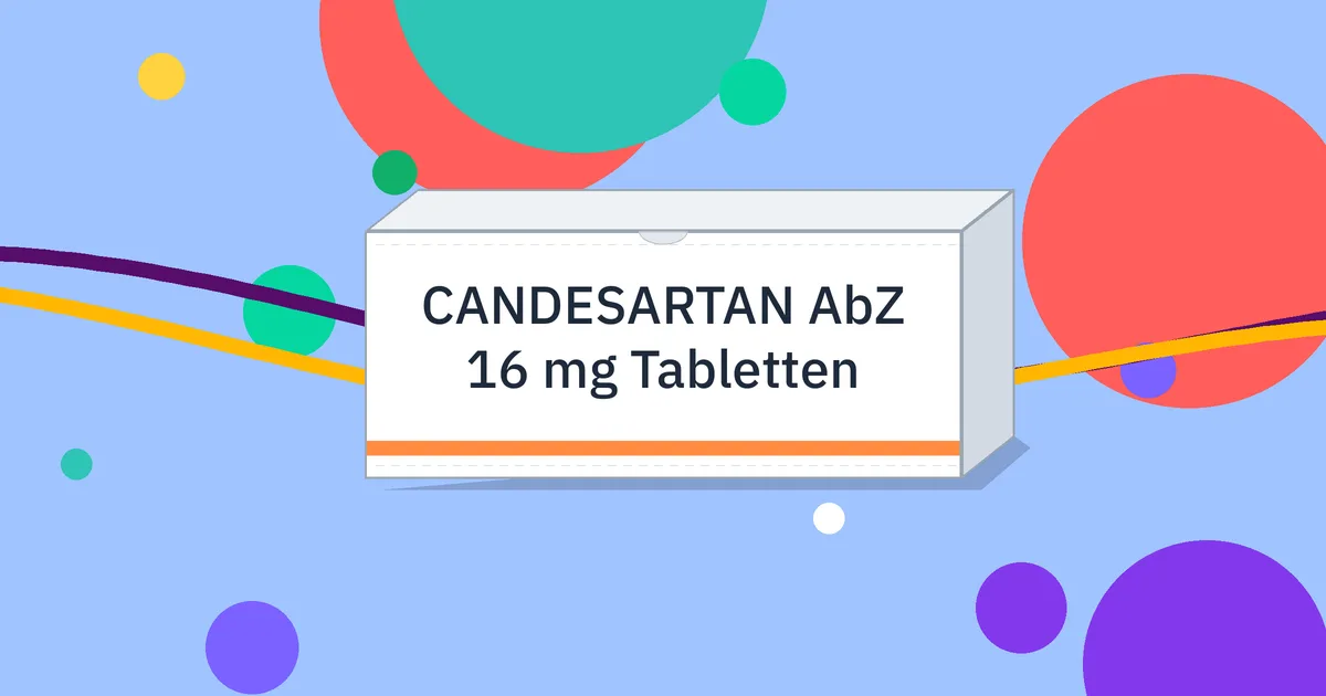 Symbolbild: Packung mit der Aufschrift CANDESARTAN AbZ 16 mg Tabletten (PZN 09074968) – Verfügbarkeit und Bezug in Apotheken in Frankfurt am Main