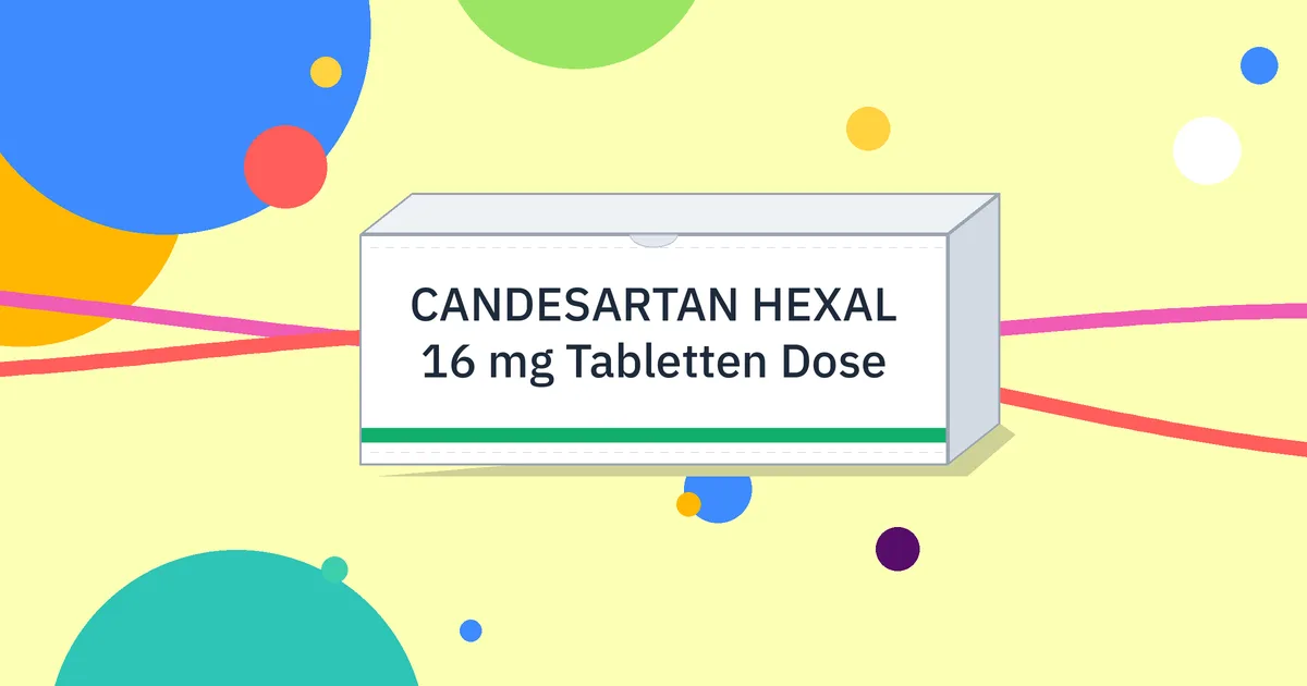 Symbolbild: Packung mit der Aufschrift CANDESARTAN HEXAL 16 mg Tabletten Dose (PZN 17420568) – Verfügbarkeit und Bezug in Apotheken in Frankfurt am Main