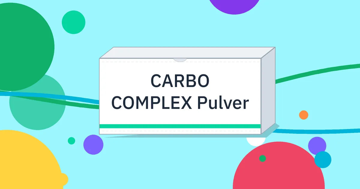 Symbolbild: Packung mit der Aufschrift CARBO COMPLEX Pulver (PZN 11219670) – Verfügbarkeit und Bezug in Apotheken in Frankfurt am Main