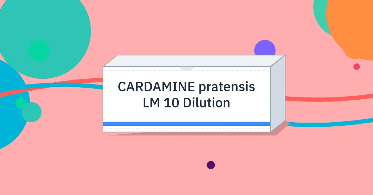 Symbolbild: Packung mit der Aufschrift CARDAMINE pratensis LM 10 Dilution (PZN 13429118) – Verfügbarkeit und Bezug in Apotheken in Frankfurt am Main