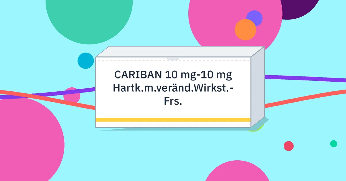 Symbolbild: Packung mit der Aufschrift CARIBAN 10 mg-10 mg Hartk.m.veränd.Wirkst.-Frs. (PZN 17872299) – Verfügbarkeit und Bezug in Apotheken in Frankfurt am Main