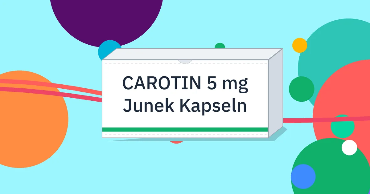 Symbolbild: Packung mit der Aufschrift CAROTIN 5 mg Junek Kapseln (PZN 07088156) – Verfügbarkeit und Bezug in Apotheken in Frankfurt am Main