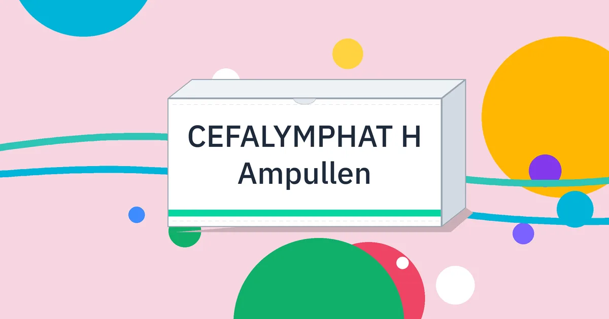 Symbolbild: Packung mit der Aufschrift CEFALYMPHAT H Ampullen (PZN 04679939) – Verfügbarkeit und Bezug in Apotheken in Frankfurt am Main