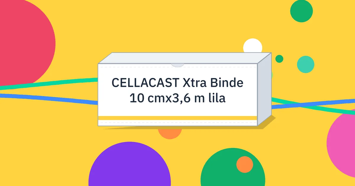 Symbolbild: Packung mit der Aufschrift CELLACAST Xtra Binde 10 cmx3,6 m lila (PZN 14252768) – Verfügbarkeit und Bezug in Apotheken in Frankfurt am Main