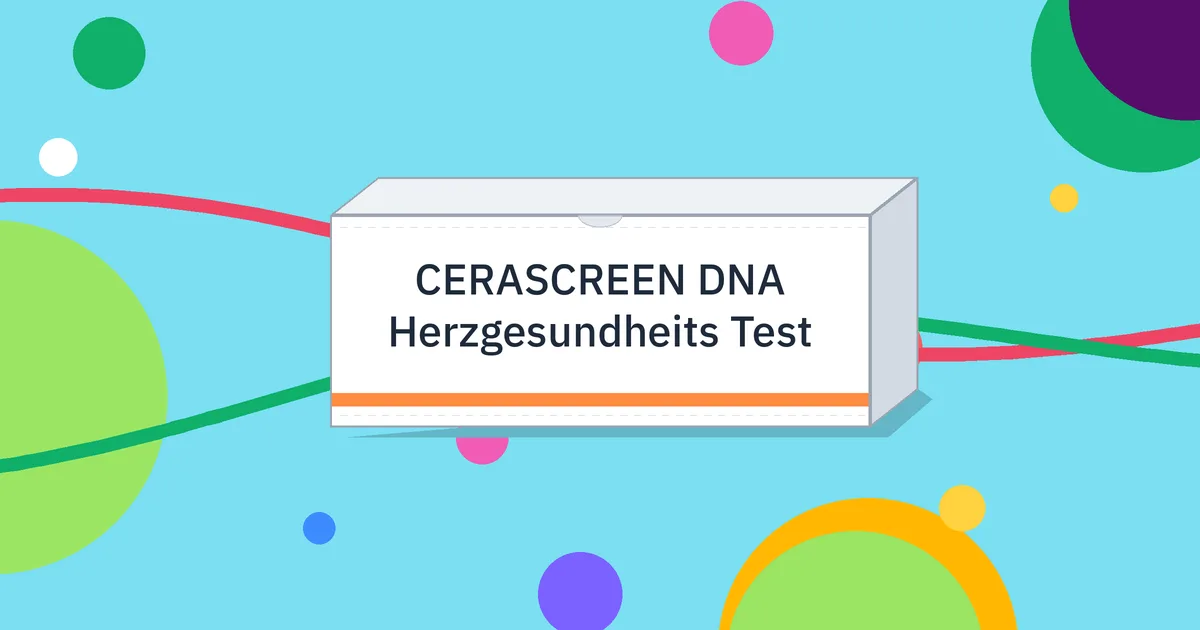 Symbolbild: Packung mit der Aufschrift CERASCREEN DNA Herzgesundheits Test (PZN 17179871) – Verfügbarkeit und Bezug in Apotheken in Frankfurt am Main