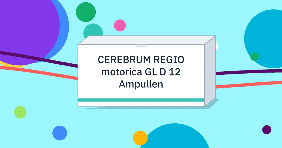 Symbolbild: Packung mit der Aufschrift CEREBRUM REGIO motorica GL D 12 Ampullen (PZN 04616488) – Verfügbarkeit und Bezug in Apotheken in Frankfurt am Main