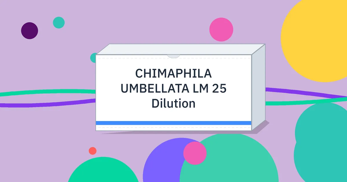 Symbolbild: Packung mit der Aufschrift CHIMAPHILA UMBELLATA LM 25 Dilution (PZN 12813518) – Verfügbarkeit und Bezug in Apotheken in Frankfurt am Main