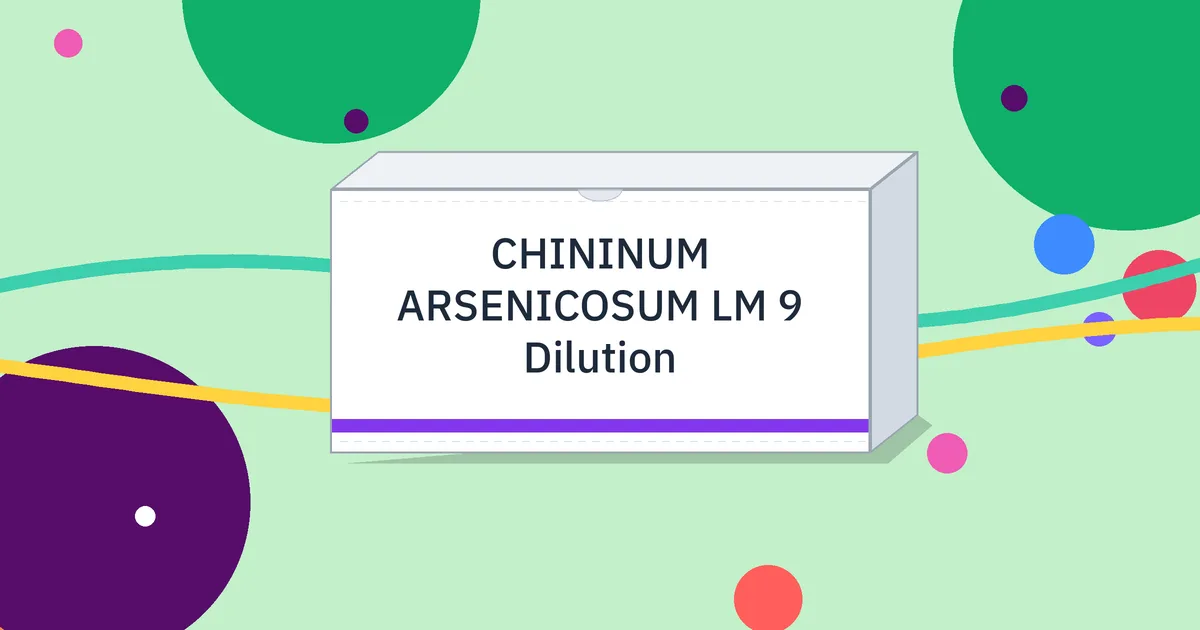 Symbolbild: Packung mit der Aufschrift CHININUM ARSENICOSUM LM 9 Dilution (PZN 12814676) – Verfügbarkeit und Bezug in Apotheken in Frankfurt am Main
