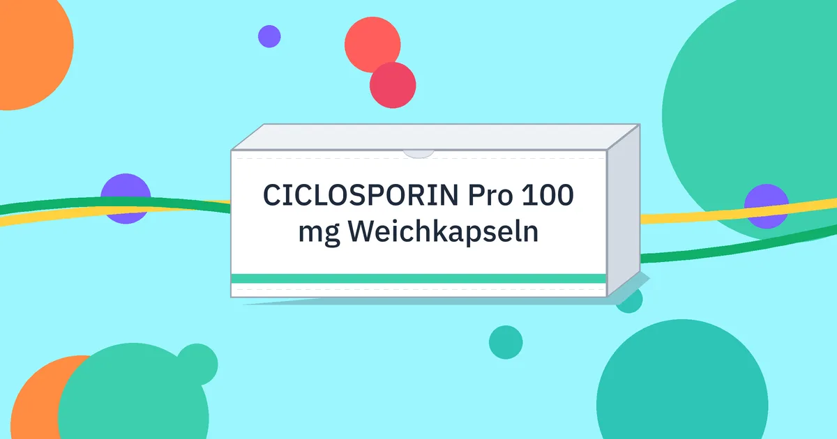 Symbolbild: Packung mit der Aufschrift CICLOSPORIN Pro 100 mg Weichkapseln (PZN 16223044) – Verfügbarkeit und Bezug in Apotheken in Frankfurt am Main