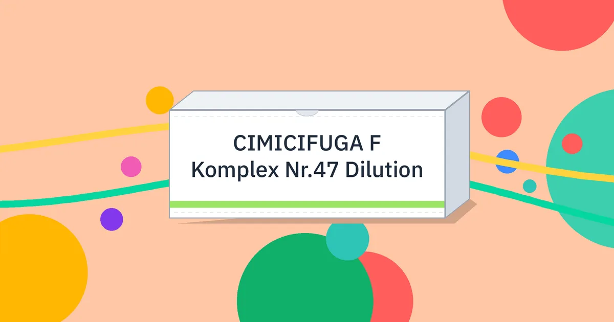 Symbolbild: Packung mit der Aufschrift CIMICIFUGA F Komplex Nr.47 Dilution (PZN 04484354) – Verfügbarkeit und Bezug in Apotheken in Frankfurt am Main